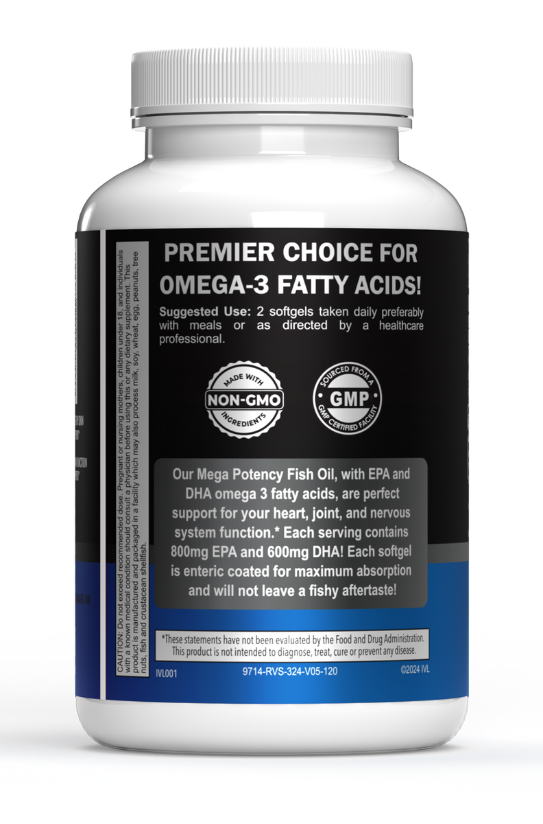 Fish Oil Mega Potency EPA/DHA | Omega-3 Support | IVL – IVL.com